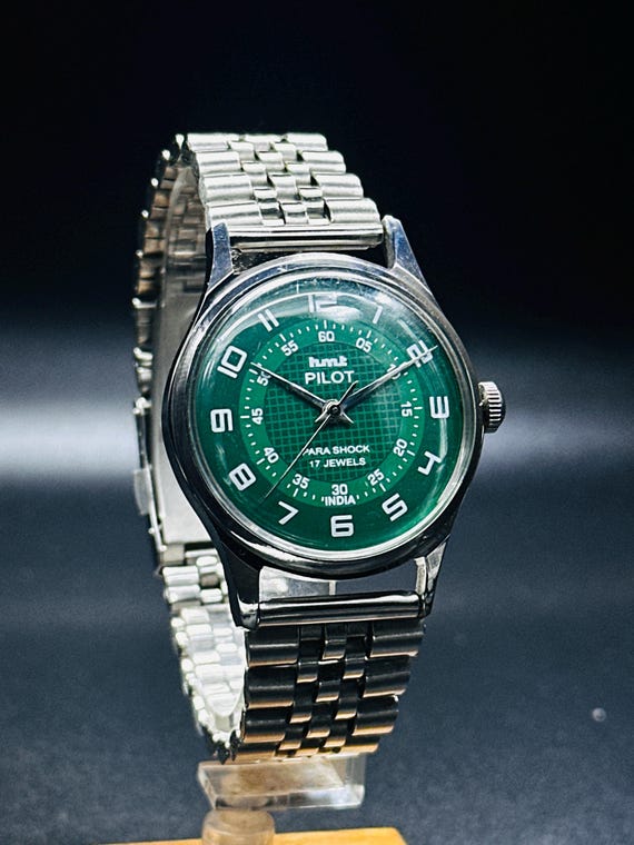 Rare Vintage HMT Pilot Watch Green Dial Hand Winding … - Gem