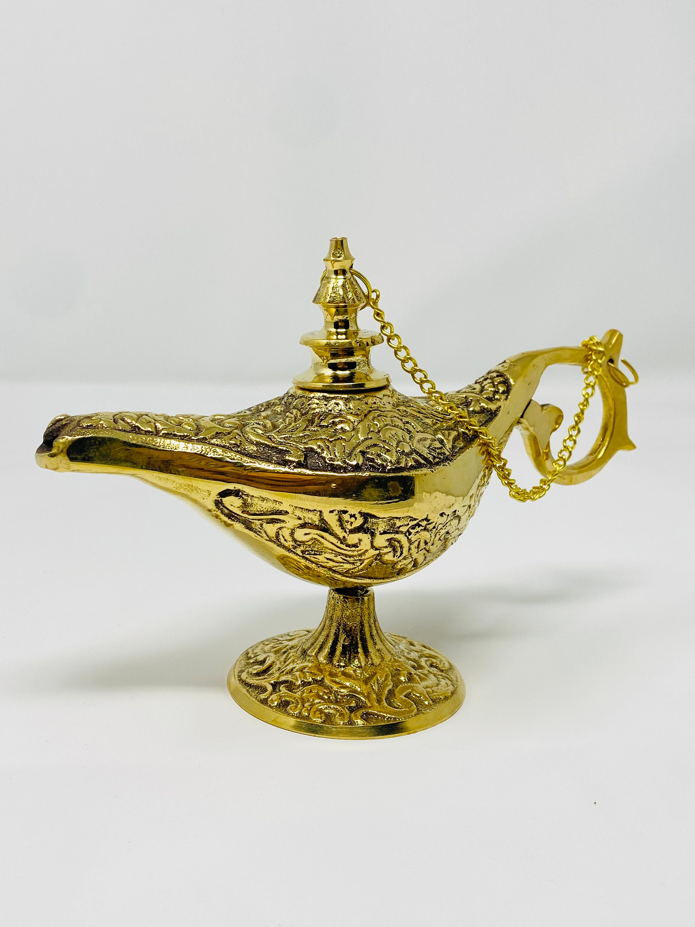 Antique Vintage Aladdin Brass Genie Oil Lamp Nautical Chirag Incense ...