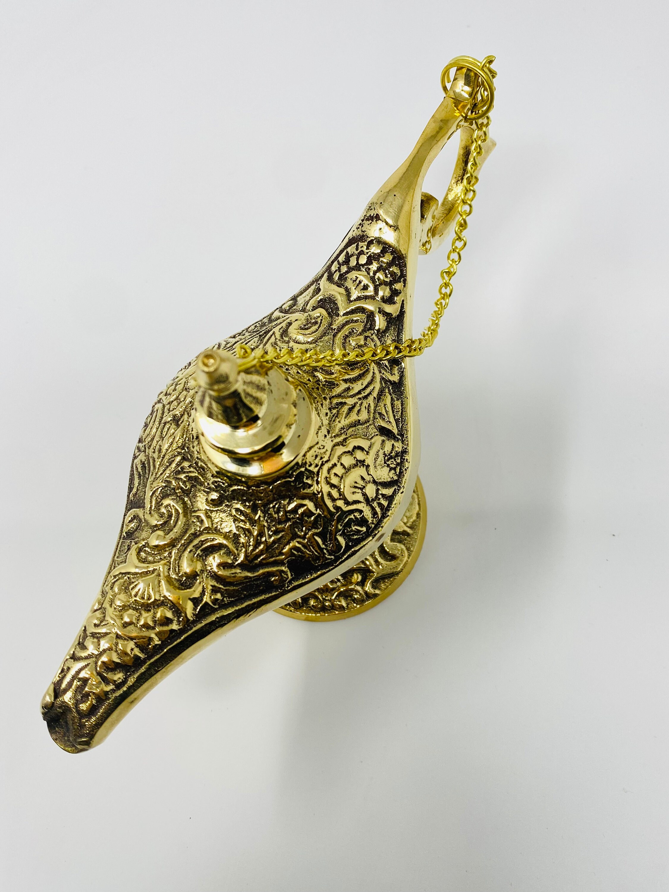 Antique Vintage Aladdin Brass Genie Oil Lamp Nautical Chirag Incense ...