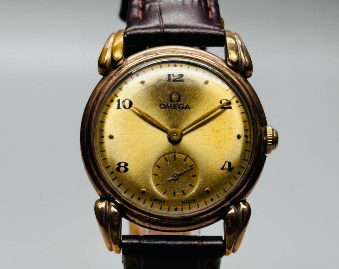 Vintage 1940s Omega Spider Lug Watch: Rose Gold Plated, Manual Wind - Etsy