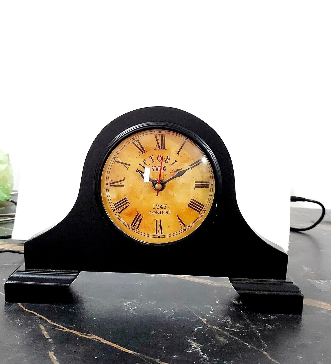 Handmade Vintage Mantel Table Shelf Clock Antique Black Desk Clock ...