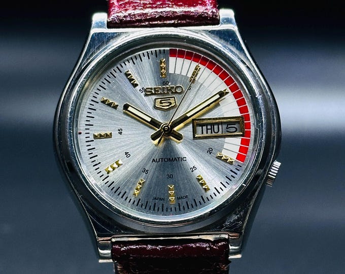Rare Vintage Seiko 5 Automatic Silver Racer Dial Silver Case Day/date ...
