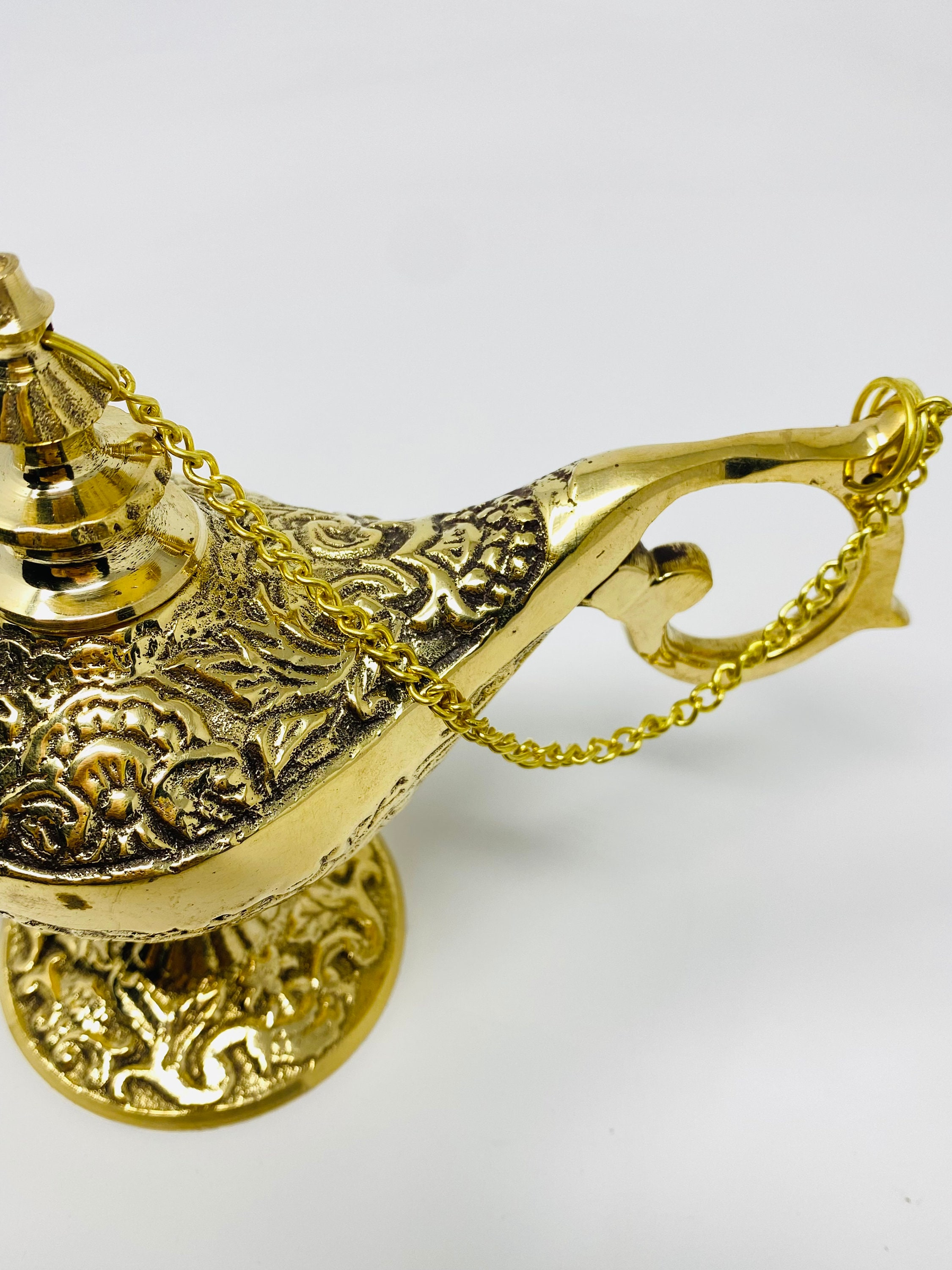 Antique Vintage Aladdin Brass Genie Oil Lamp Nautical Chirag Incense ...