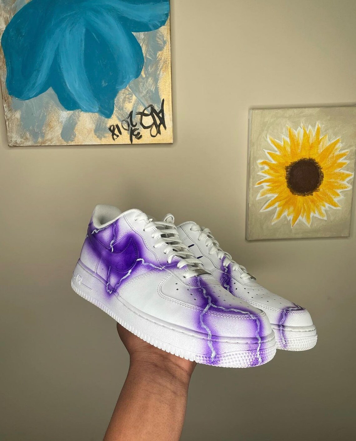 Air Force 1 Custom Lightning Sneakers by Hand Unisex - Etsy