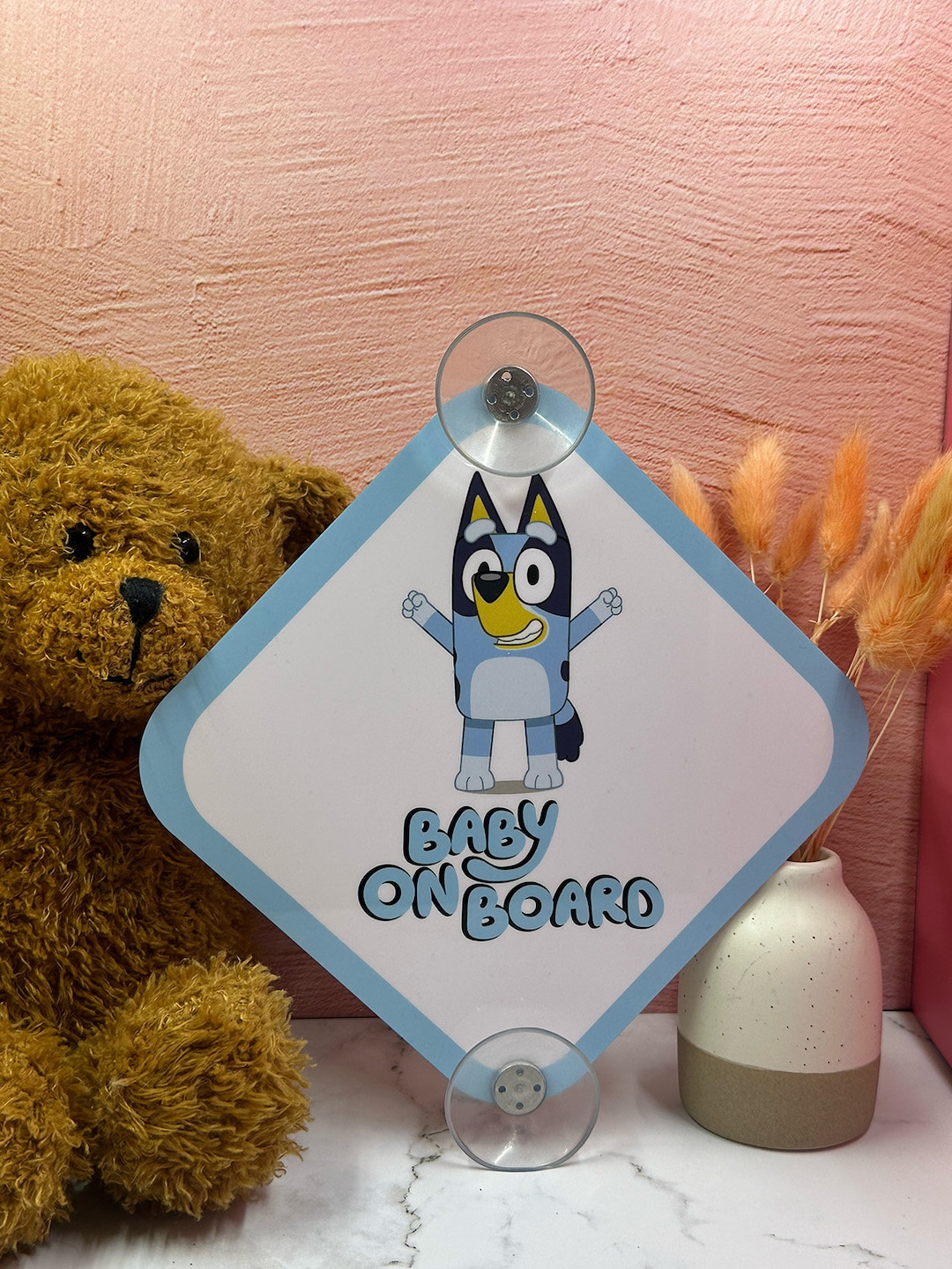 Bluey Baby on Board Sign Cute Aluminum Car Safety Warning Sign With ...