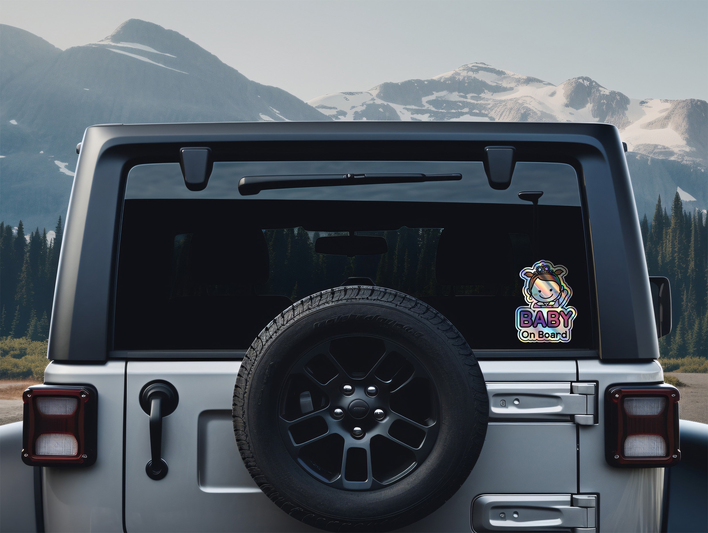 Baby on Board Car Sticker Baby Princess Character Design Holographic ...