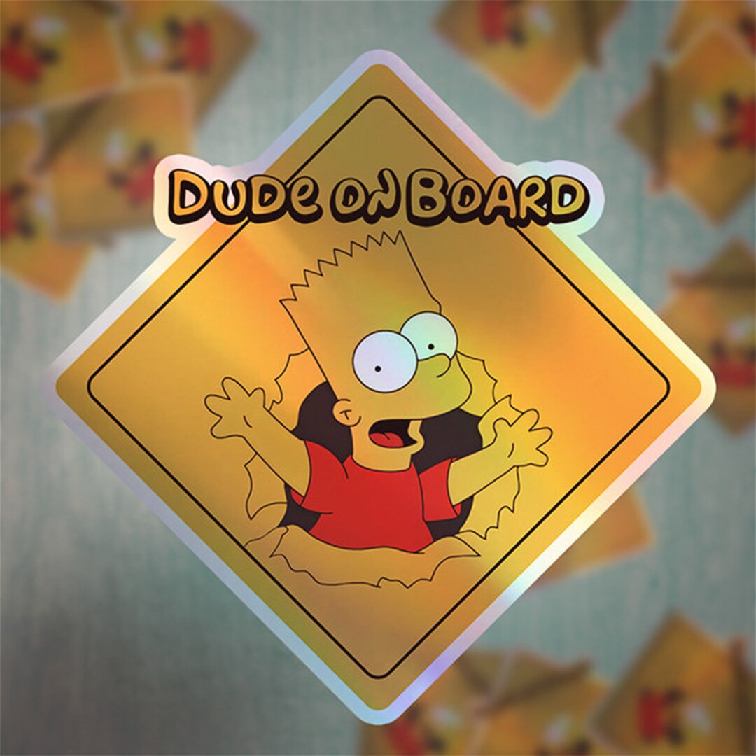 Dude-on-board-baby-on-board-sticker-yellow-background-bart Simpson-car ...