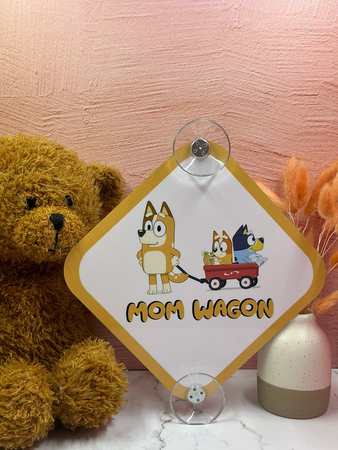 Bluey and Bingo Mom Wagon Sign Cute Aluminum Car Safety Warning Sign ...