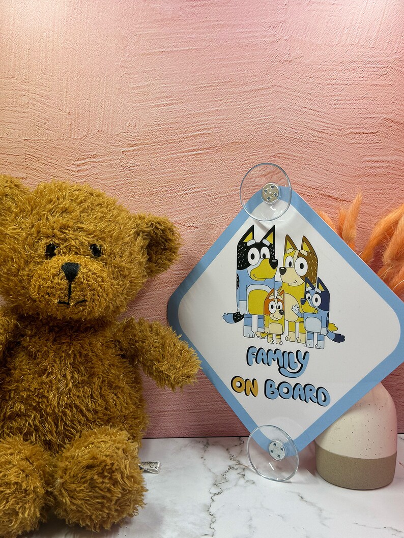 Bluey Family on Board Sign Cute Aluminum Car Safety Warning Sign With ...