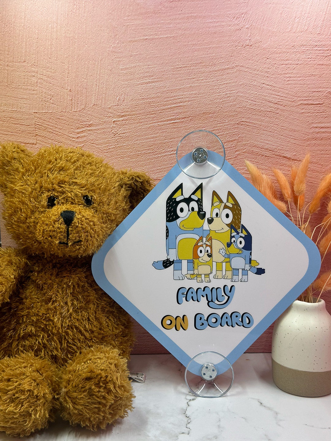 Bluey Family on Board Sign Cute Aluminum Car Safety Warning Sign With ...