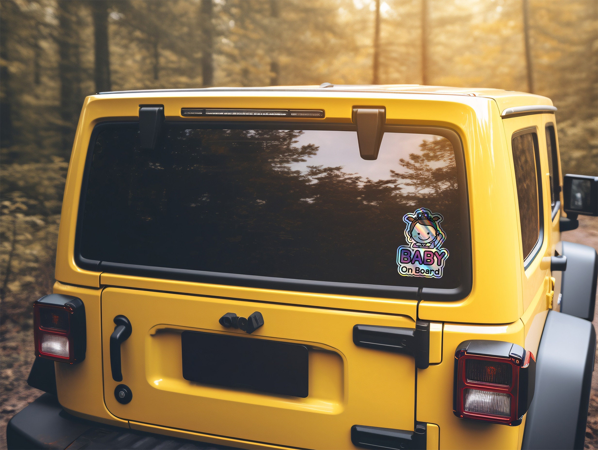 Baby on Board Car Sticker Baby Princess Character Design Holographic ...