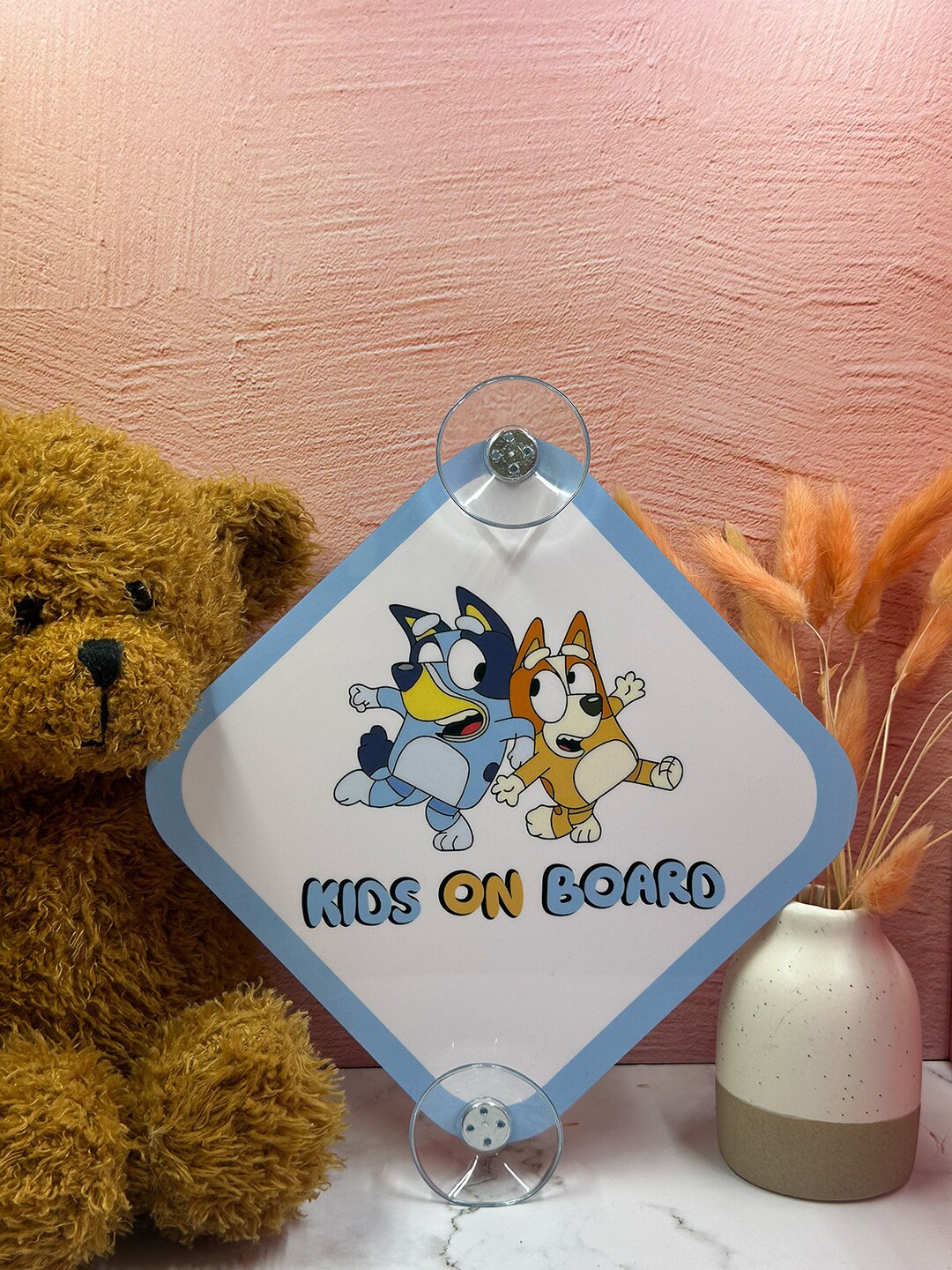Bluey and Bingo Kids on Board Sign Cute Aluminum Car Safety Warning ...