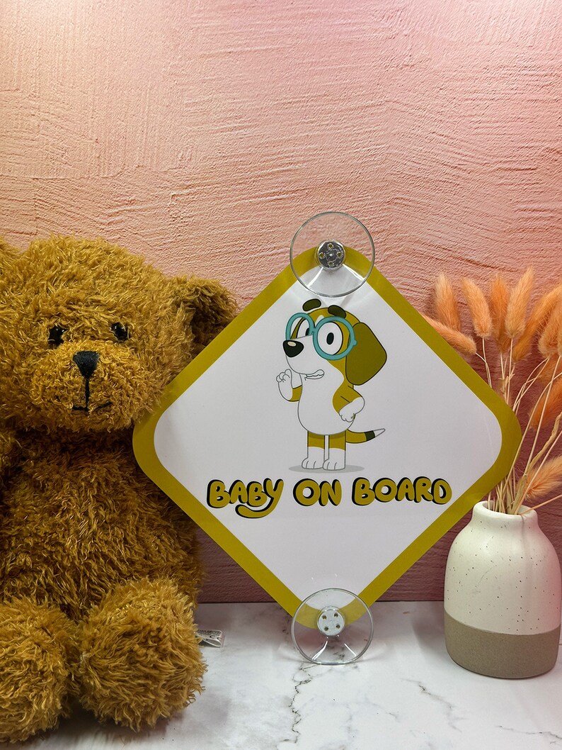 Bluey Baby on Board Sign With Honey Cute Aluminum Car Safety Warning ...