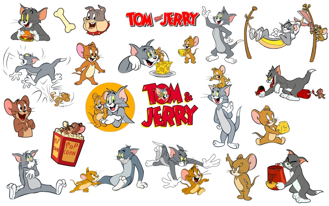 20 Pieces Tom Jerry PNG Cut Files | Instant Download - Etsy
