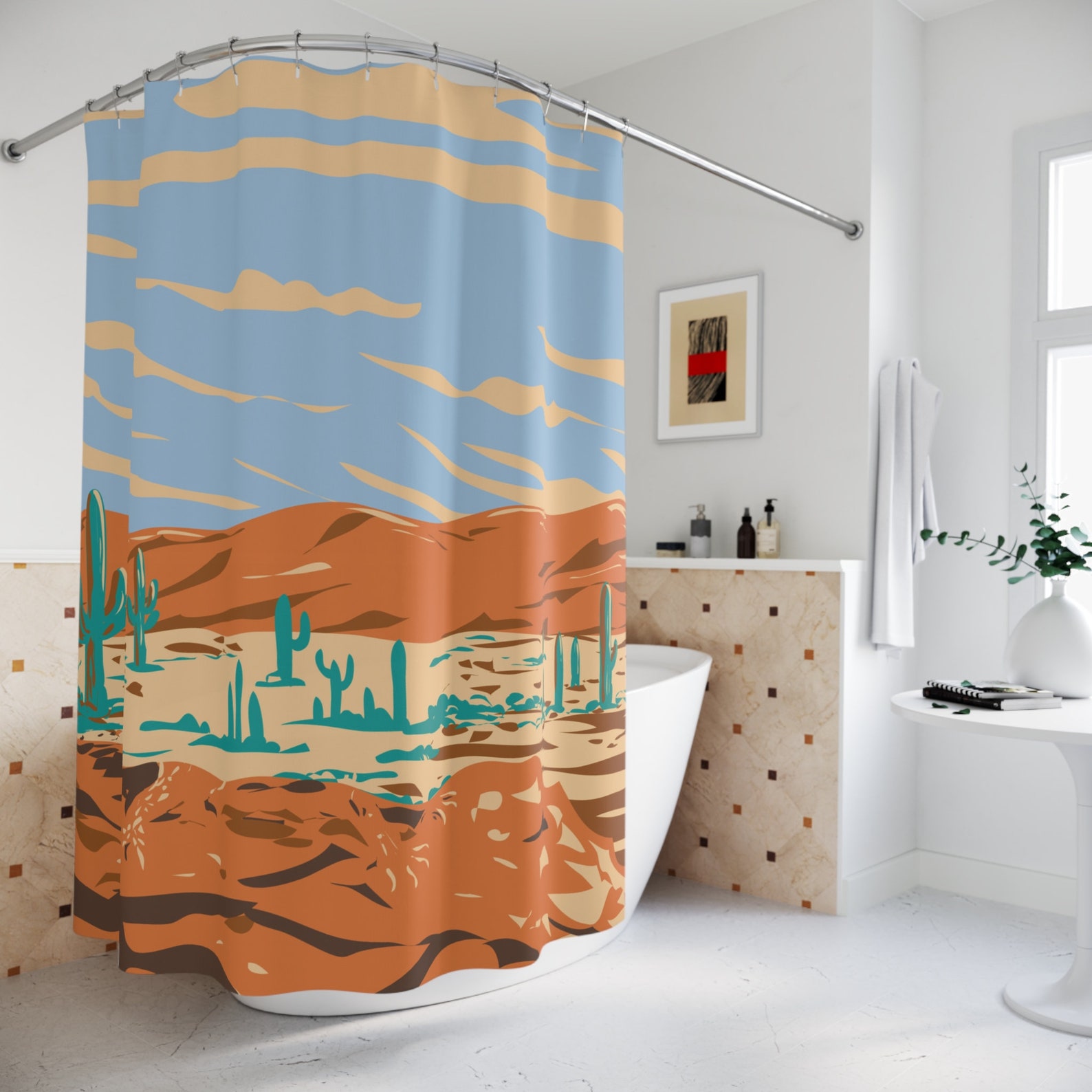 Desert Shower Curtain, Western Bathroom Décor, Desert Bathroom, Ranchy ...