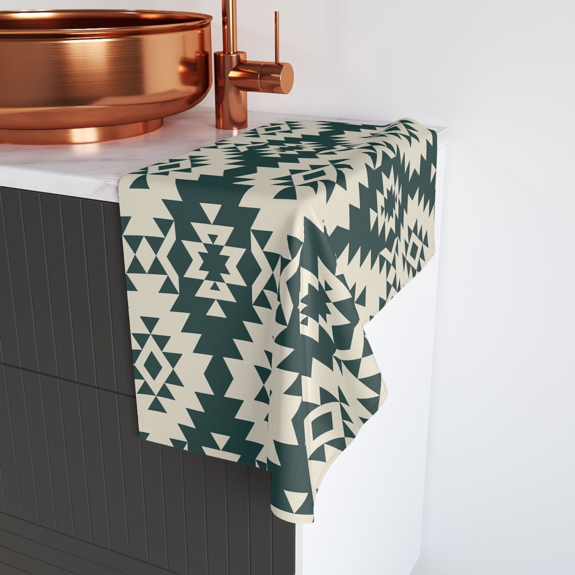 Green Aztec Bathroom Set shower Curtain Bath Mat Towels - Etsy