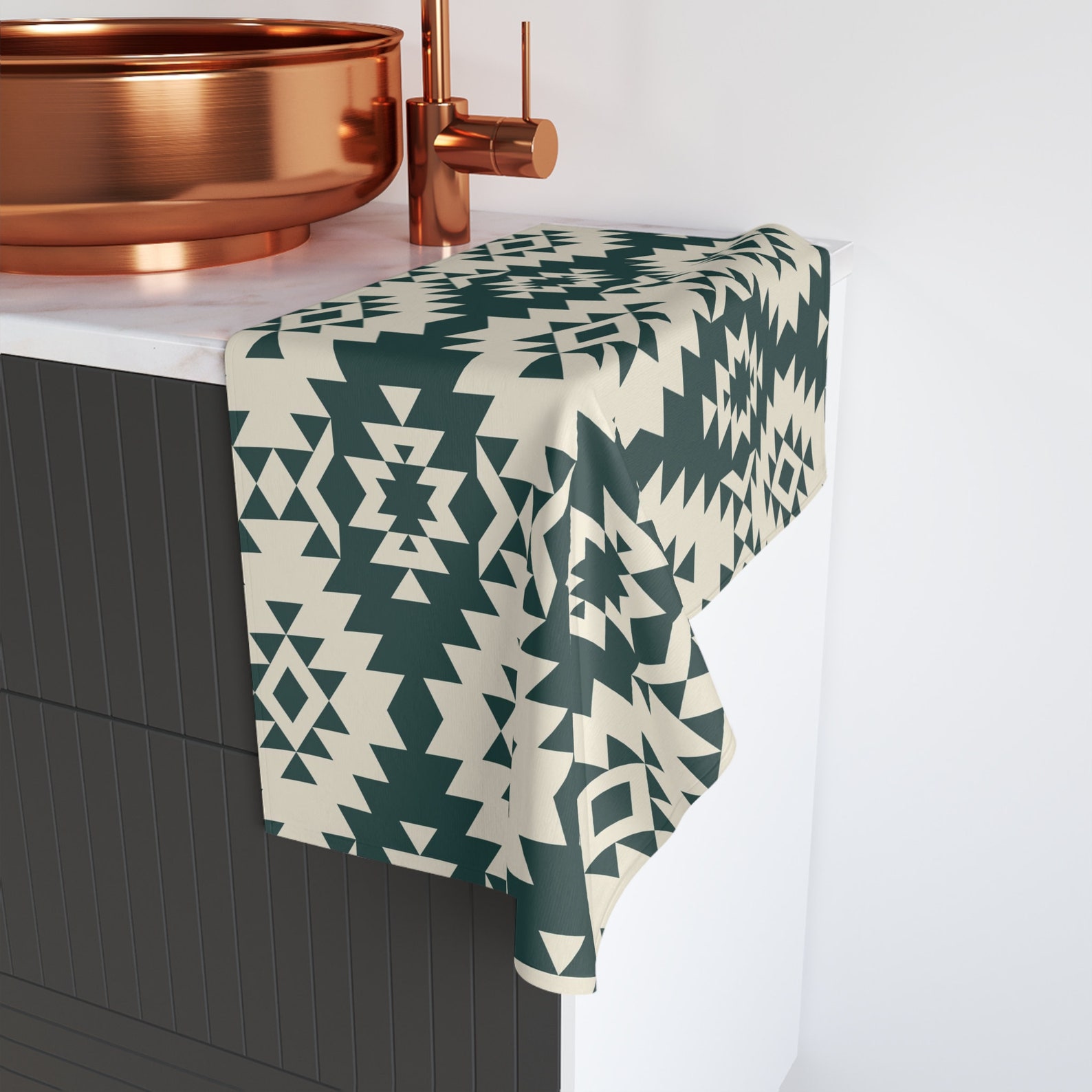 Green Aztec Bathroom Set shower Curtain Bath Mat Towels - Etsy