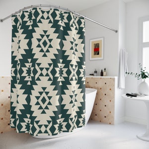 Green Aztec Bathroom Set shower Curtain, Bath Mat Towels, Aztec Bath ...