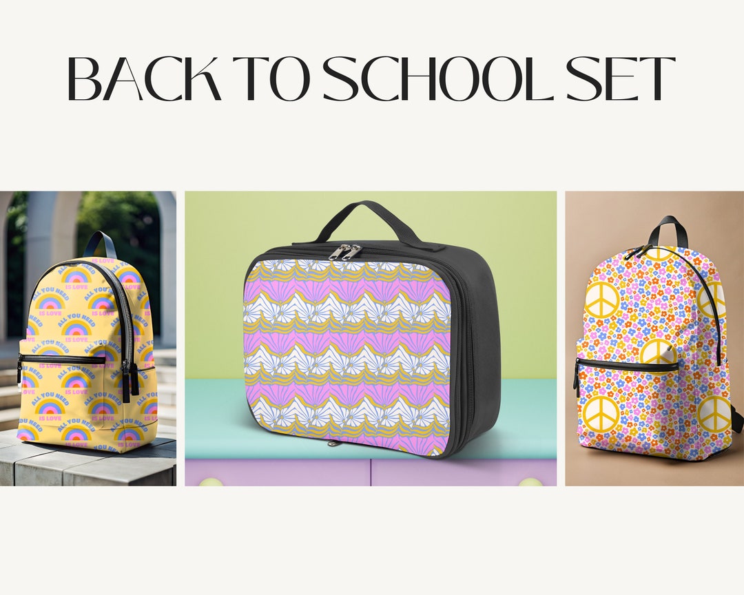 Groovy Backpack & Lunch Box Set Personalized for Kids, Custom Name ...