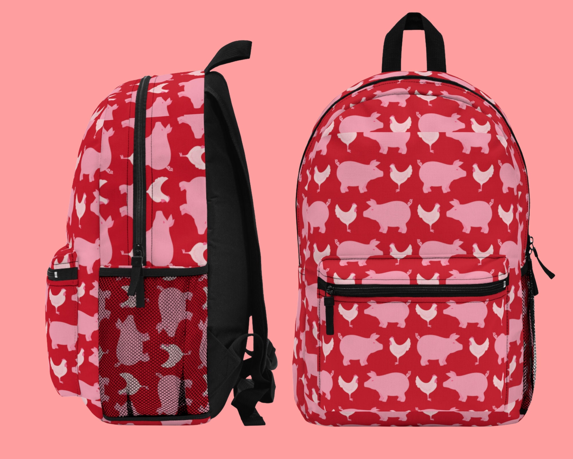 Farm Animal Backpack Pig and Chicken Backpack Back to - Etsy