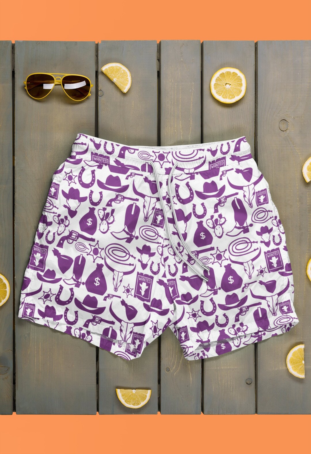 Western Men's Swim Trunks, Cowboy Men's Swim Shorts, Men's Swim Trunks ...