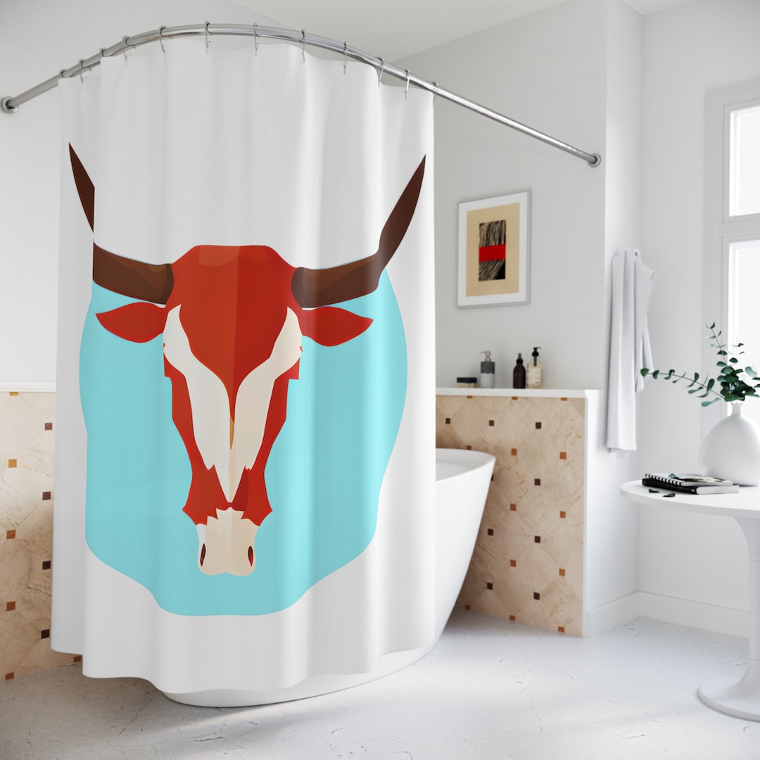 Longhorn Shower Curtain, Cow Shower Curtain, Cow Themed Bathroom ...