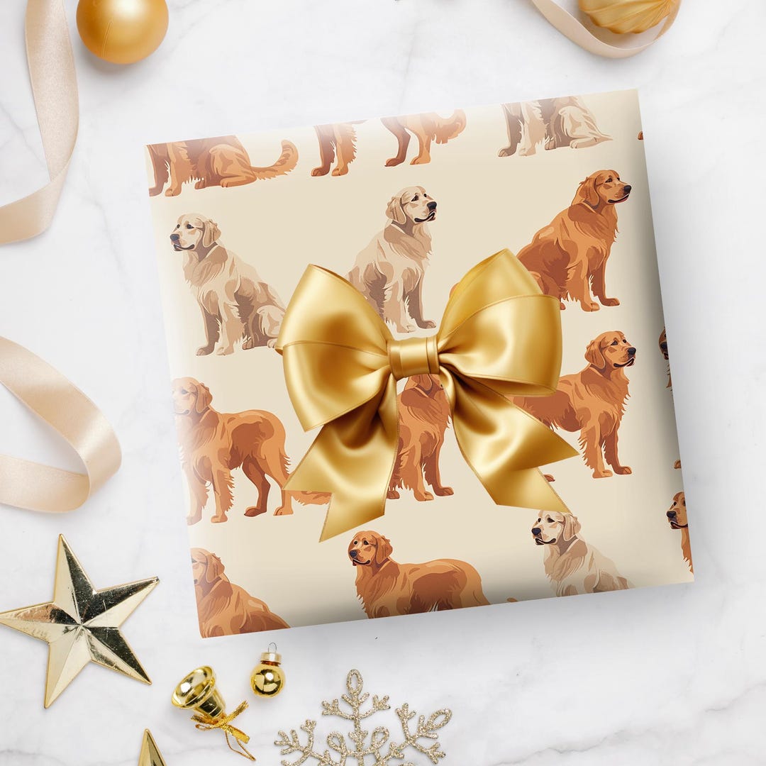 Golden Retriever Wrapping Paper Sheets, Dog Basketball Gift Wrap Papers ...