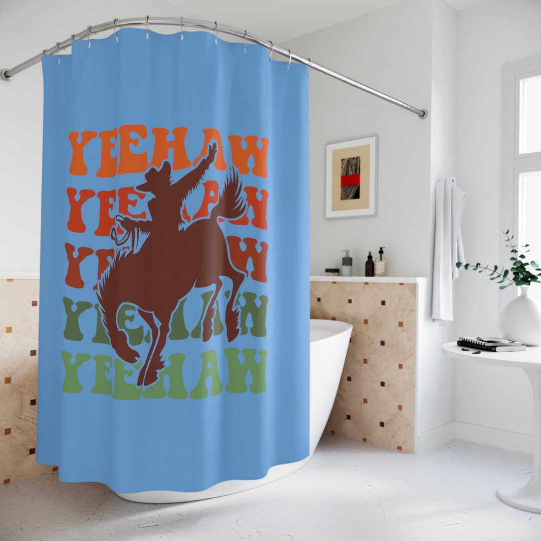 Buckin Bronco Bathroom Set, Yeehaw Shower Curtain, Rodeo Bathroom ...