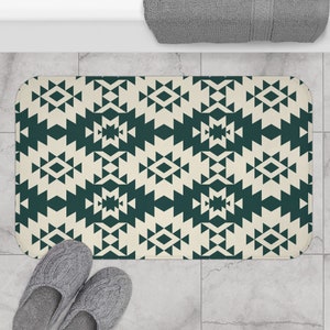 Green Aztec Bathroom Set shower Curtain, Bath Mat Towels, Aztec Bath ...