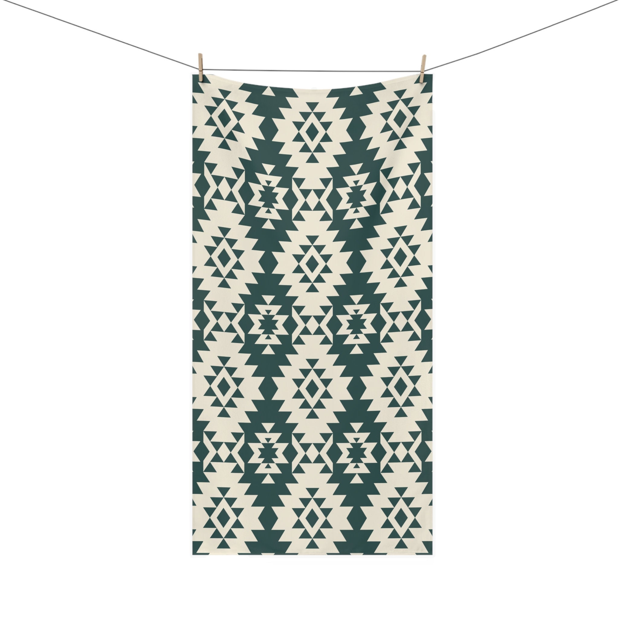 Green Aztec Bathroom Set shower Curtain Bath Mat Towels - Etsy