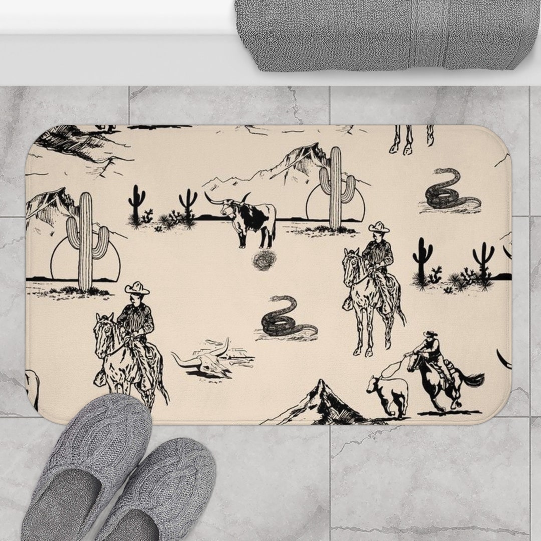Western Cowboy Bathroom Set shower Curtain, Bath Mat Towels, Cowboy ...