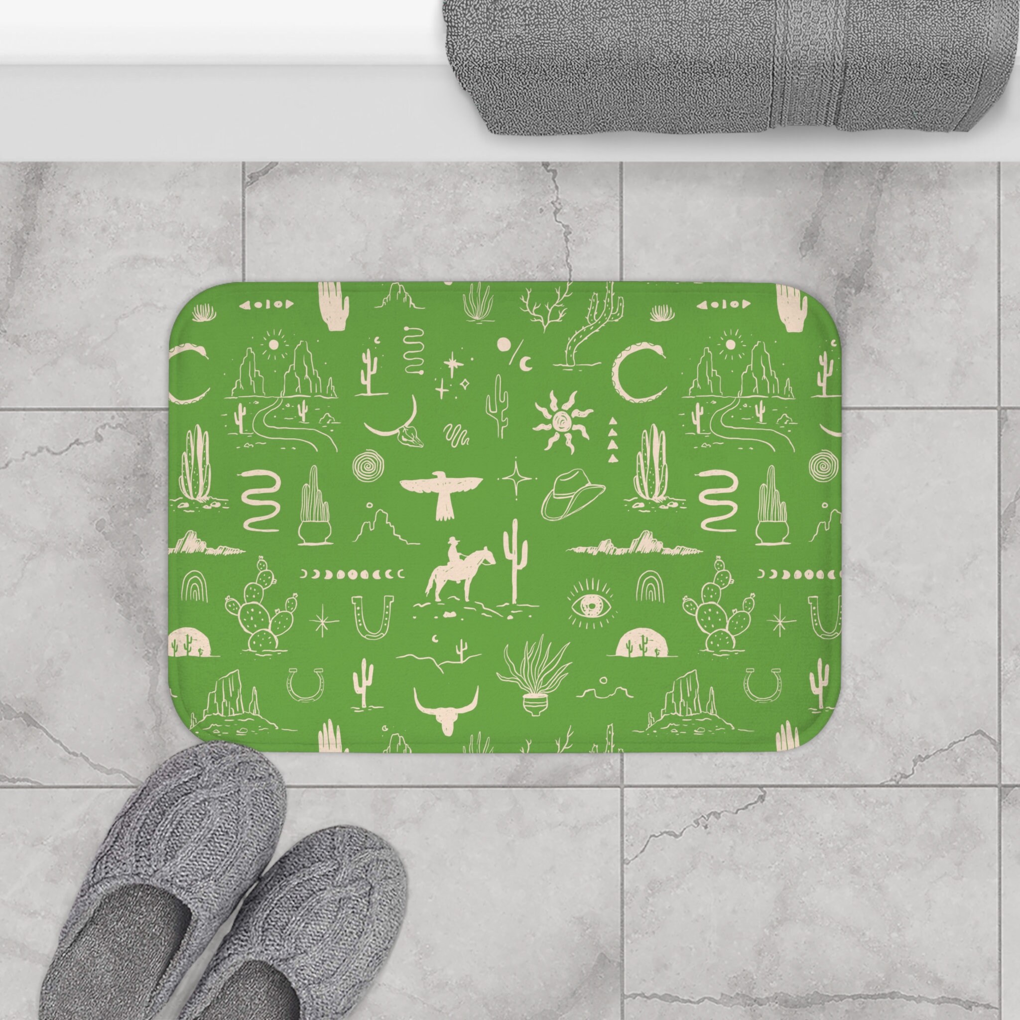 Rustic Western Bath Mat Non-slip Western Bathroom Decor, Durable Cowboy ...