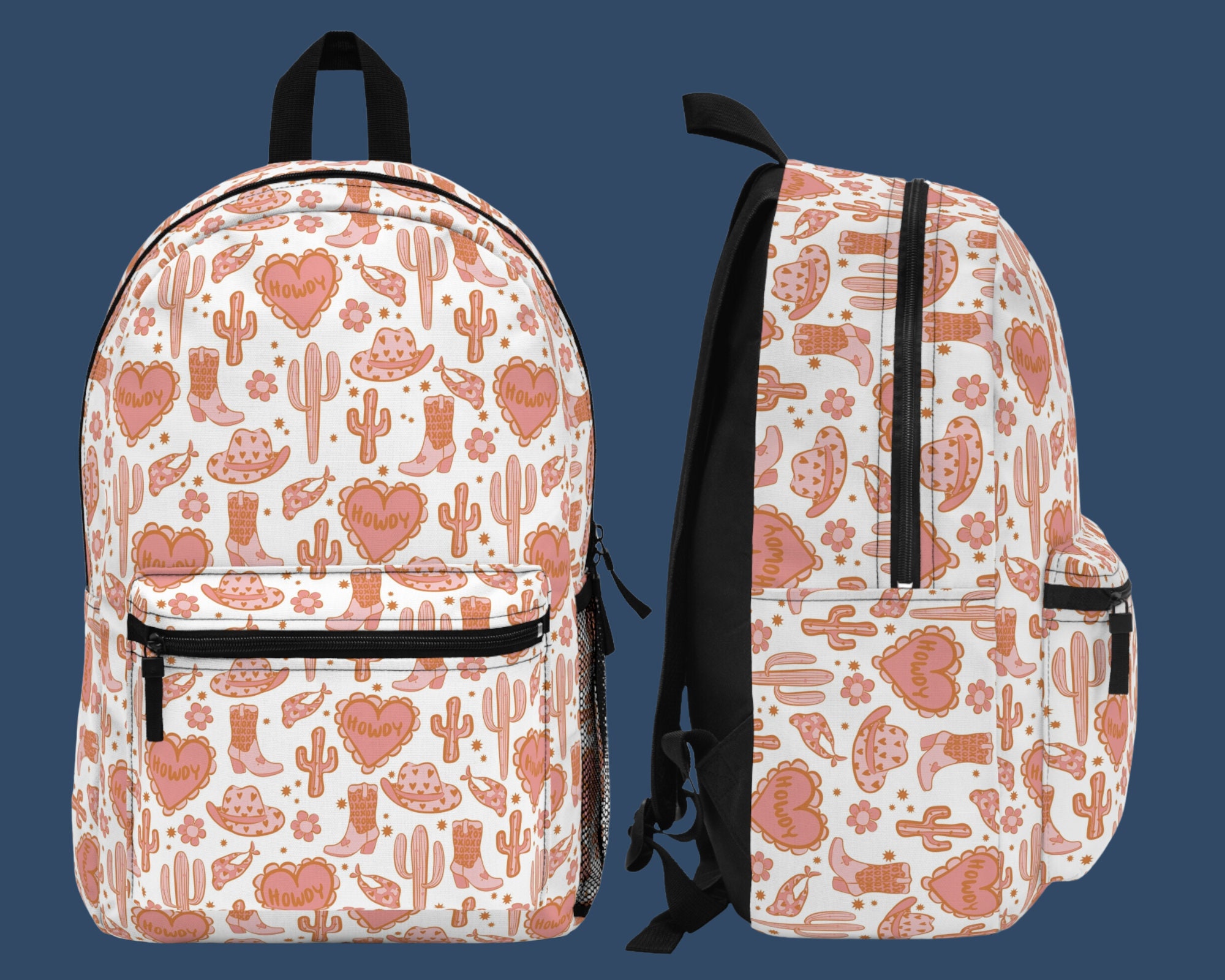 Pink Western Backpack, Custom Cowgirl Boot Design, Back to School Bag ...