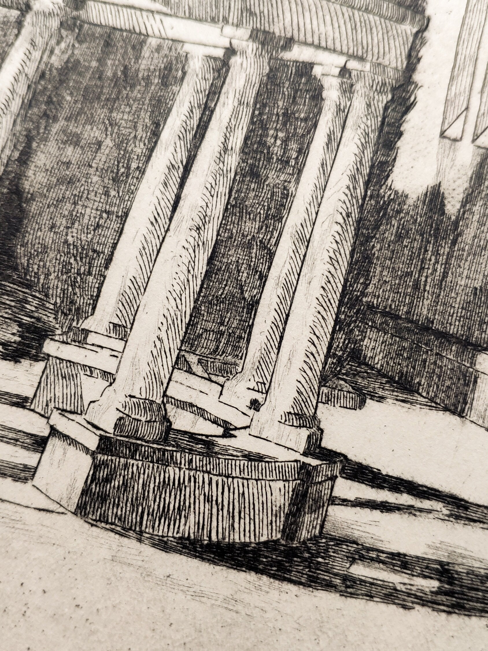 Detailed Original Medium-sized Etching Engraving With Embossed Stamp ...