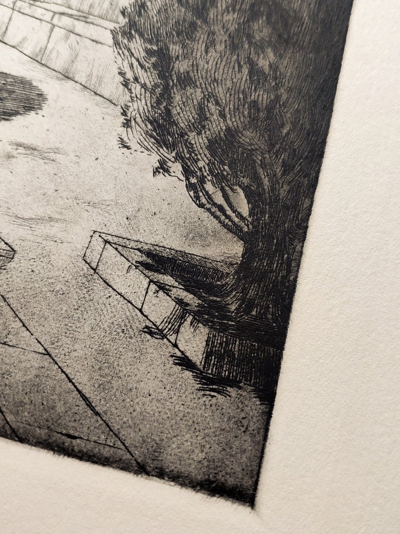 Detailed Original Medium-sized Etching Engraving With Embossed Stamp ...