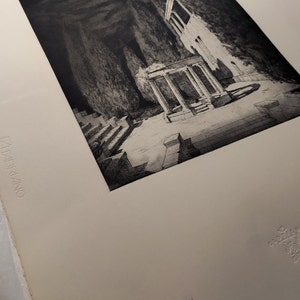 Detailed Original Medium-sized Etching Engraving With Embossed Stamp ...