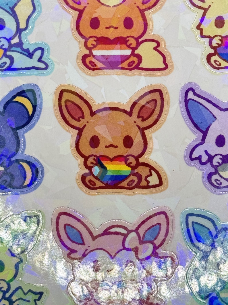 Eeveelution Pride Sticker Decal Pack, Pokemon, Eevee, Vaporeon, Jolteon, Umbreon, Espeon ...