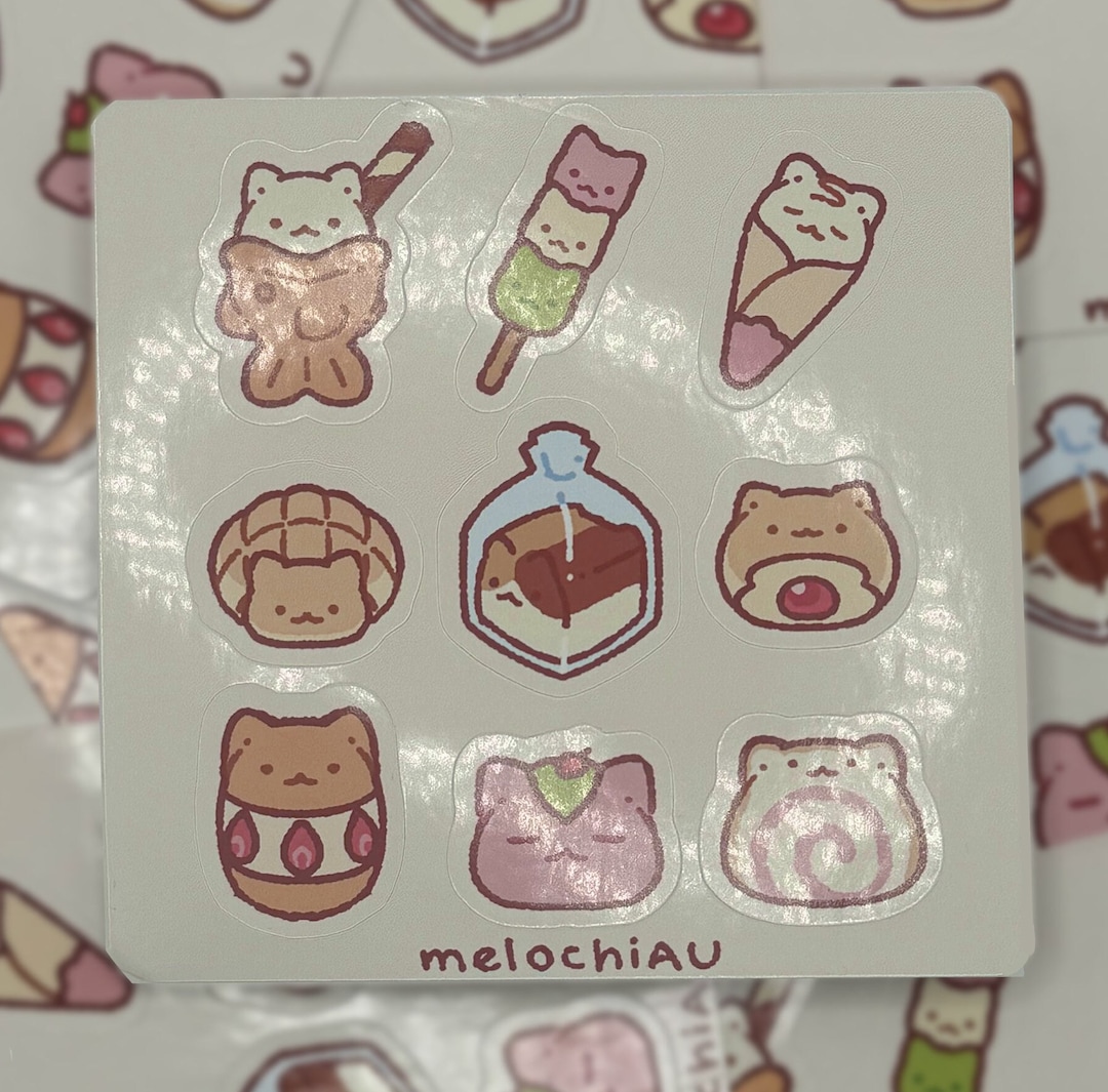 Cat Snacks Sticker Decal Sheet, Cats , Food , Taiyaki , Dango , Crepe ...