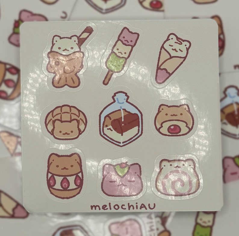 Cat Snacks Sticker Decal Sheet, Cats , Food , Taiyaki , Dango , Crepe ...