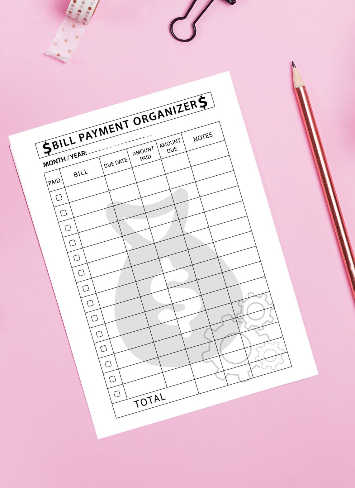 Bill Tracker, Digital Download, Printable, Log for Bills, Transaction ...