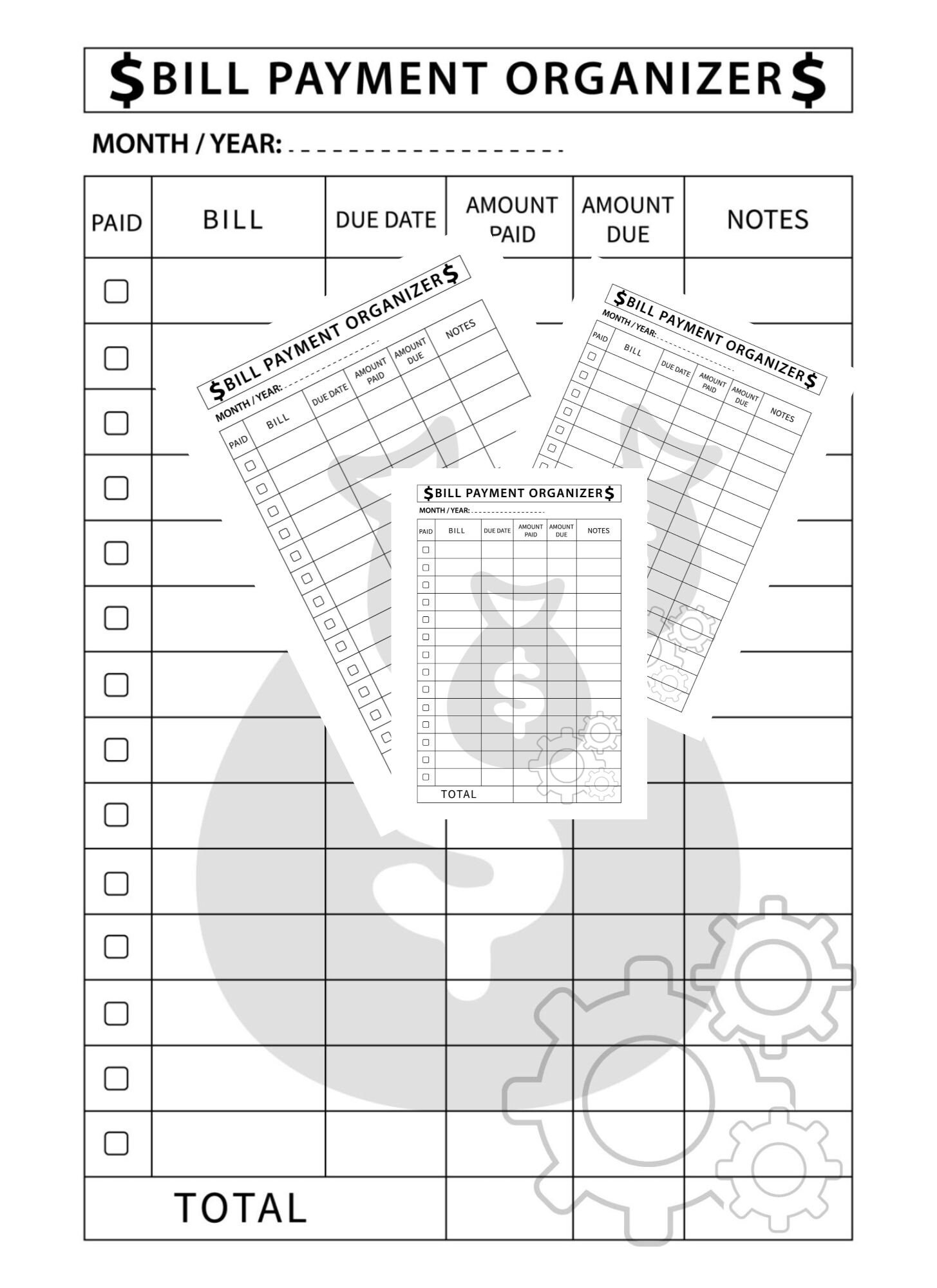 Bill Tracker, Digital Download, Printable, Log for Bills, Transaction ...