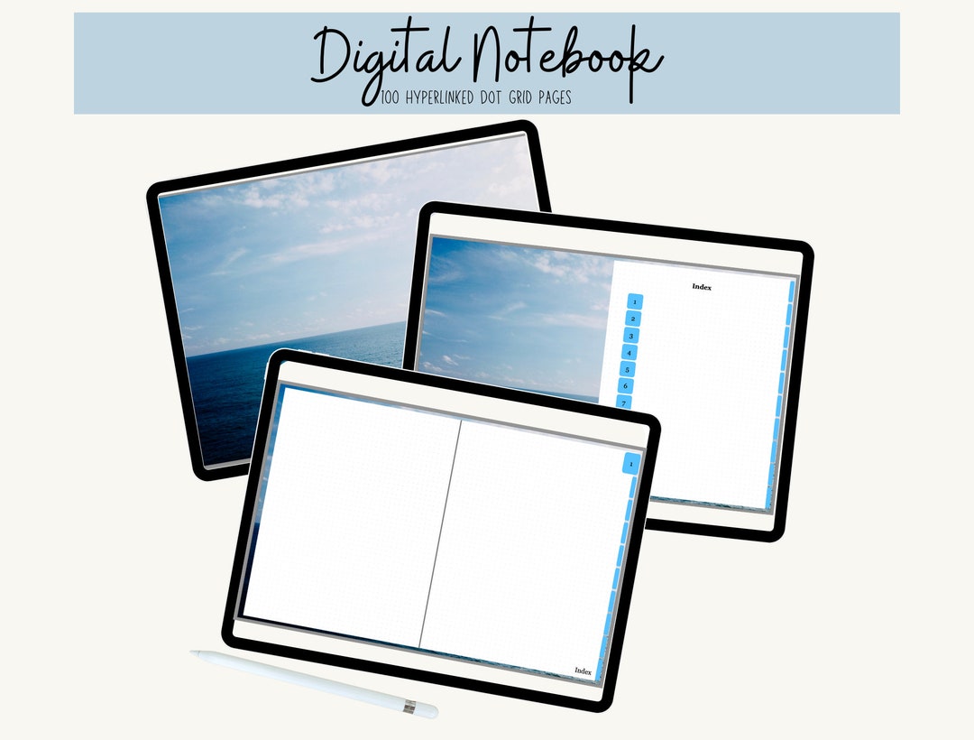 Digital Notebook, Ocean, 100 Pages, Dot Grid, Compatible With Goodnotes ...