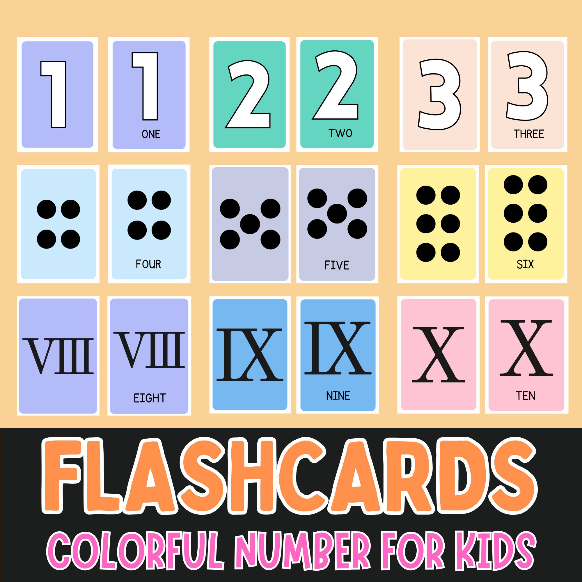 Colorful Number Flashcards for Kids: Counting in Color Math - Etsy