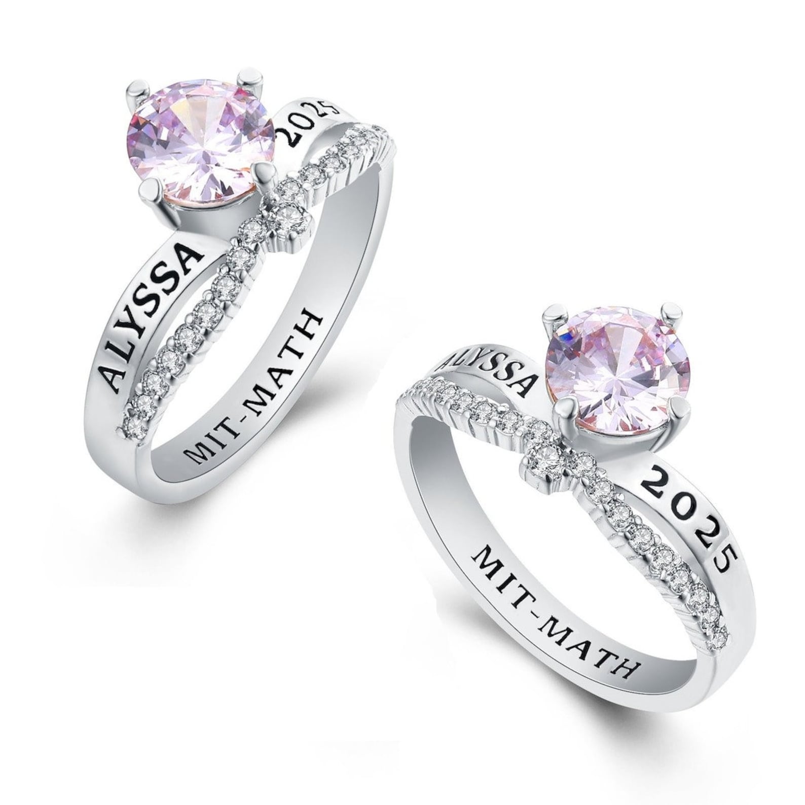 925 Sterling Silver Customized Class Ring for Women, High School and ...