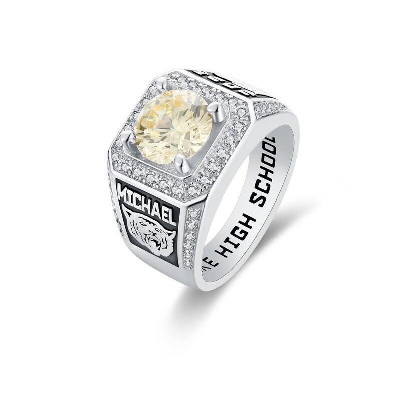 Customized Statement Class Ring for High School and University Ring 925 Sterling Silver Men's ...