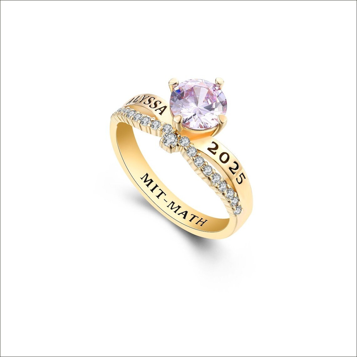 925 Sterling Silver Customized Class Ring for Women, High School and ...