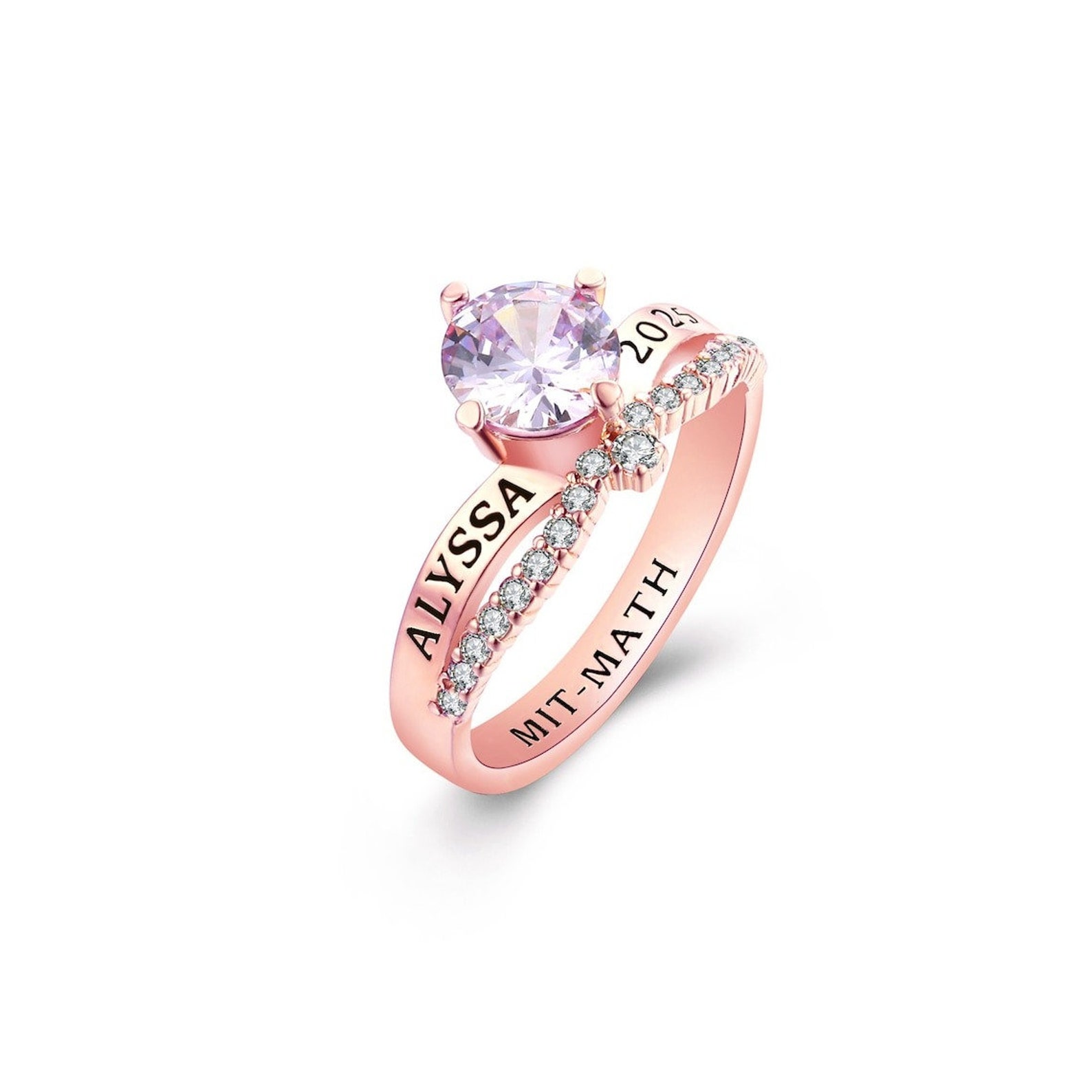 925 Sterling Silver Customized Class Ring for Women, High School and ...