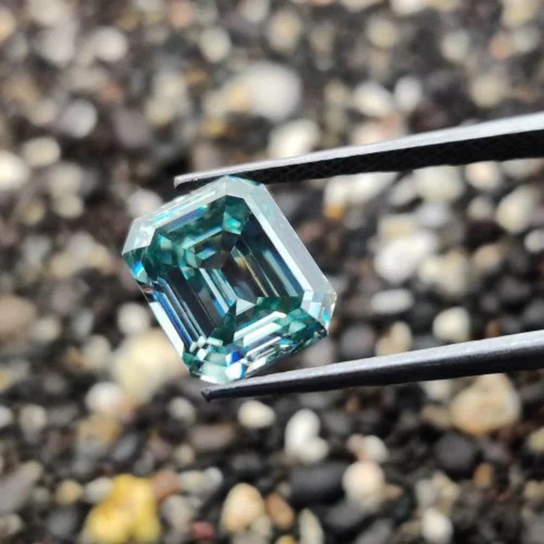 Emerald Brilliant Cut Blue Color Moissanite VVS Clarity Excellent Loose ...