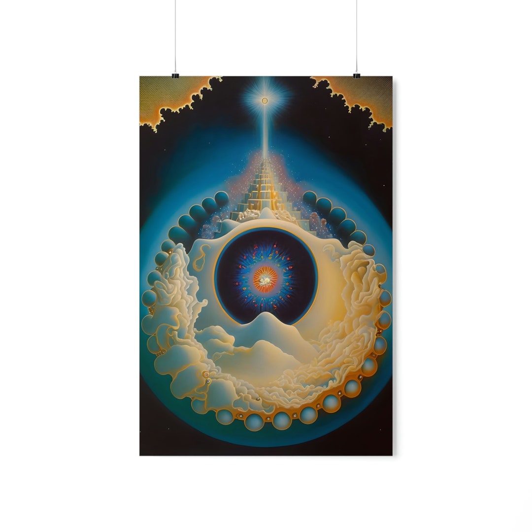 Pineal Moon Surreal Psychedelic Poster, 70s Wall Art, 70s Decor, Groovy ...