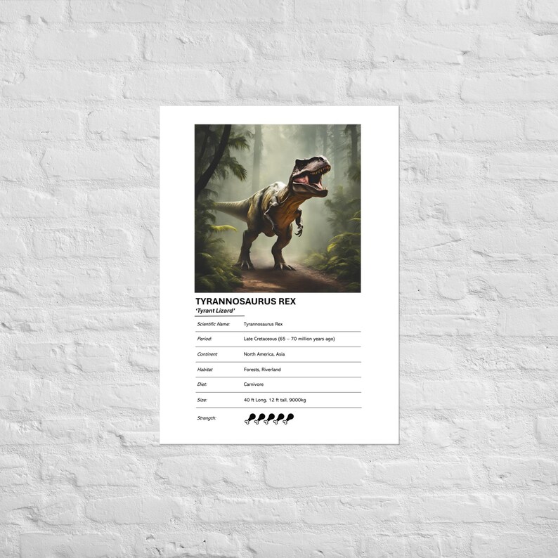 T-rex Fact File Poster - Etsy